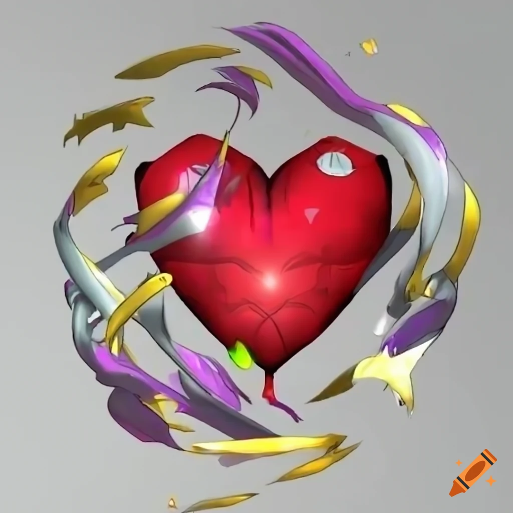 3D shiny anime heart on Craiyon