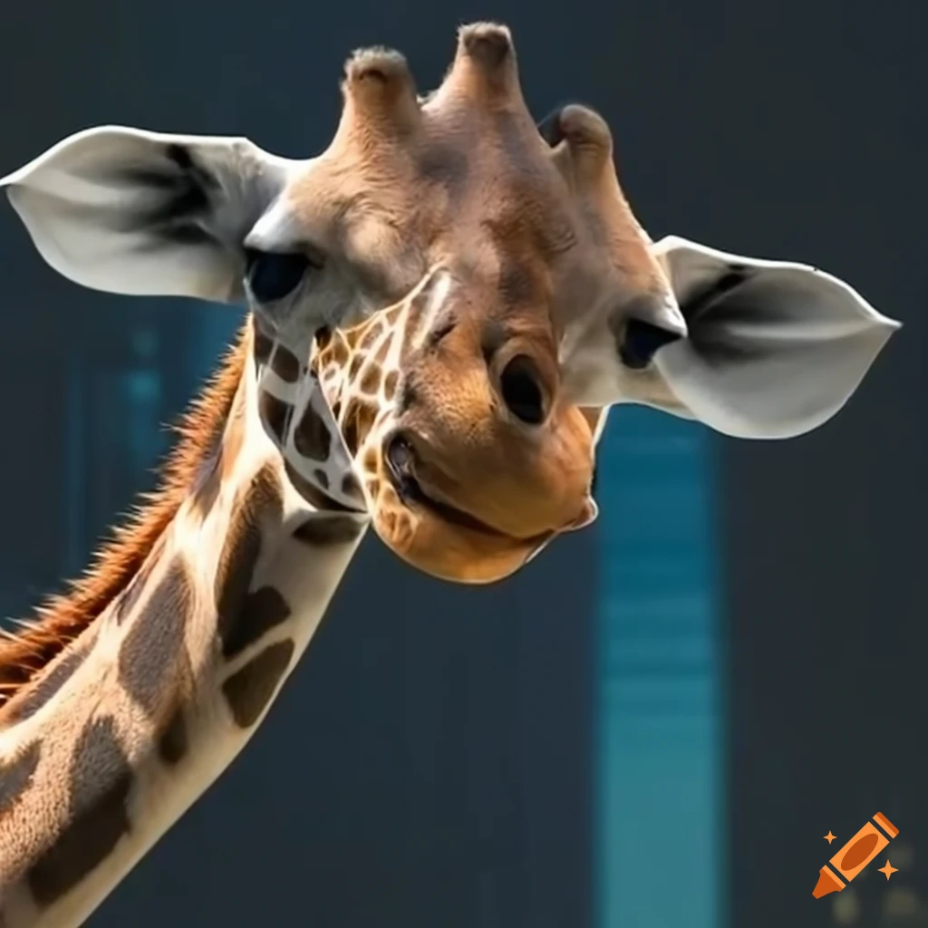 Giraffe walking on times square, new york