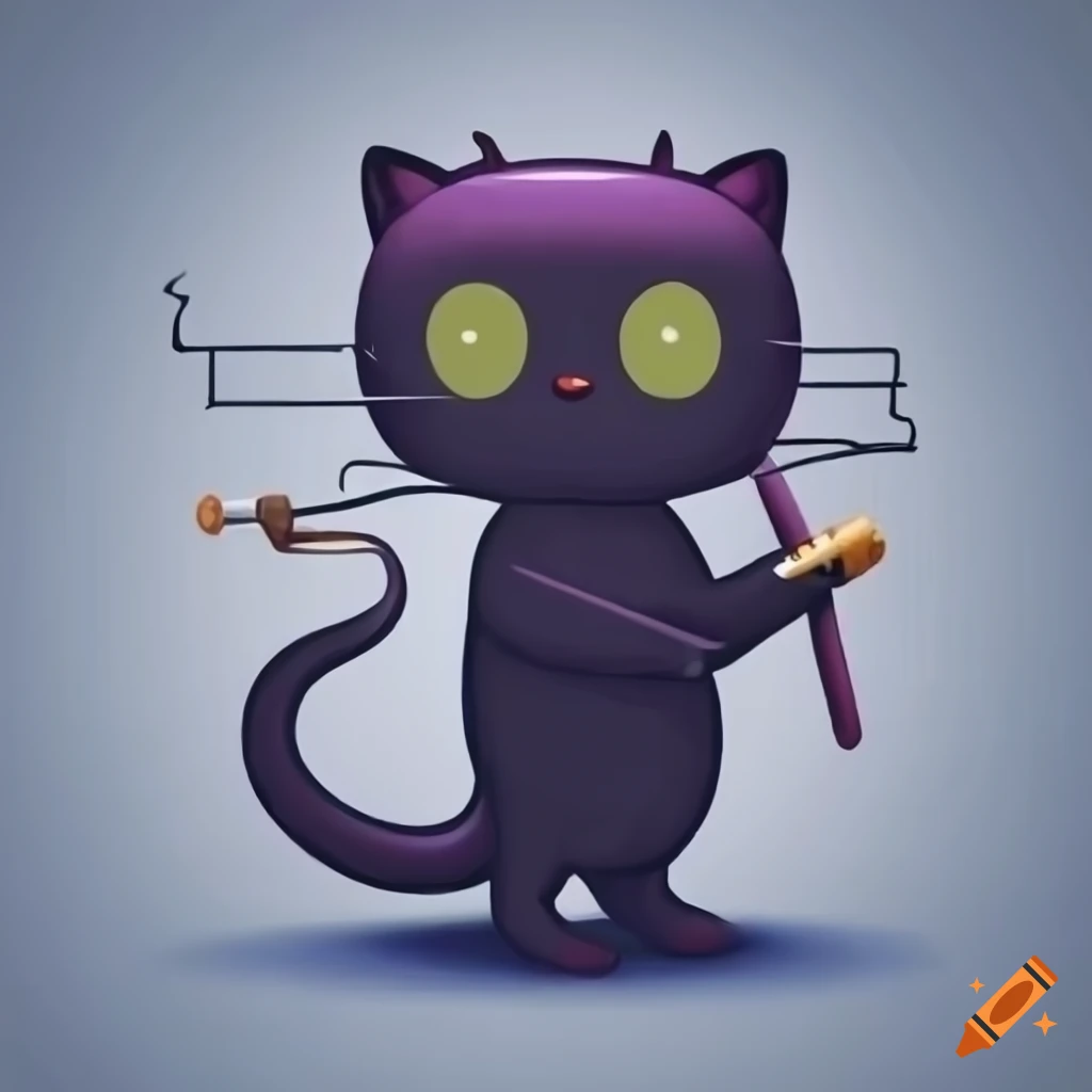 Cat with a cigarette in the style of github