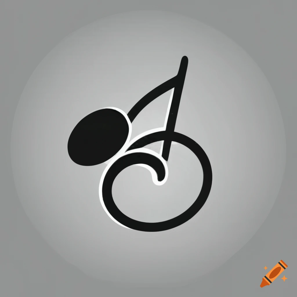 Sleek monochromatic logo design with musical notes