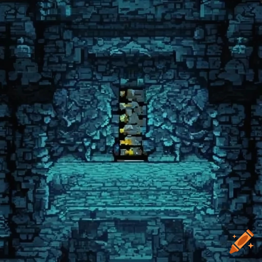Top-down pixel art of a crypt on Craiyon