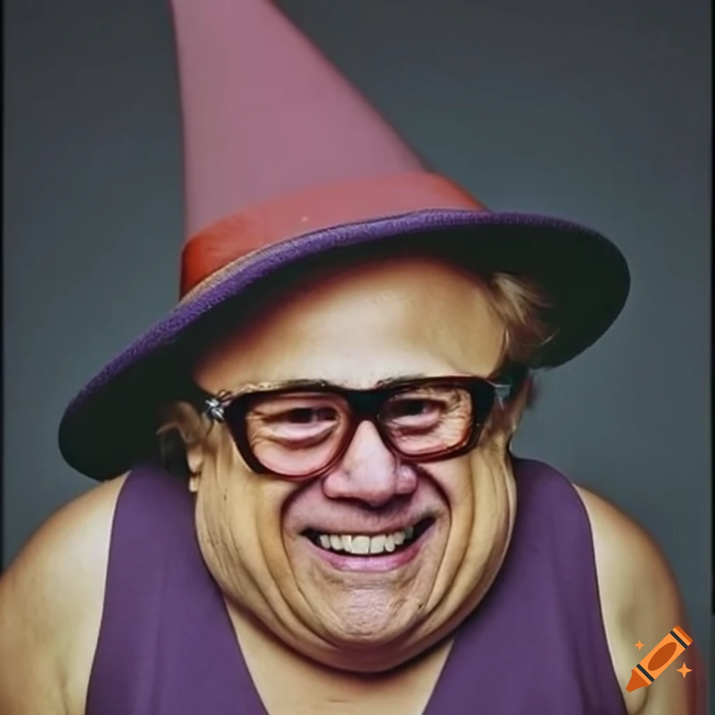 Danny devito wearing a wizard hat