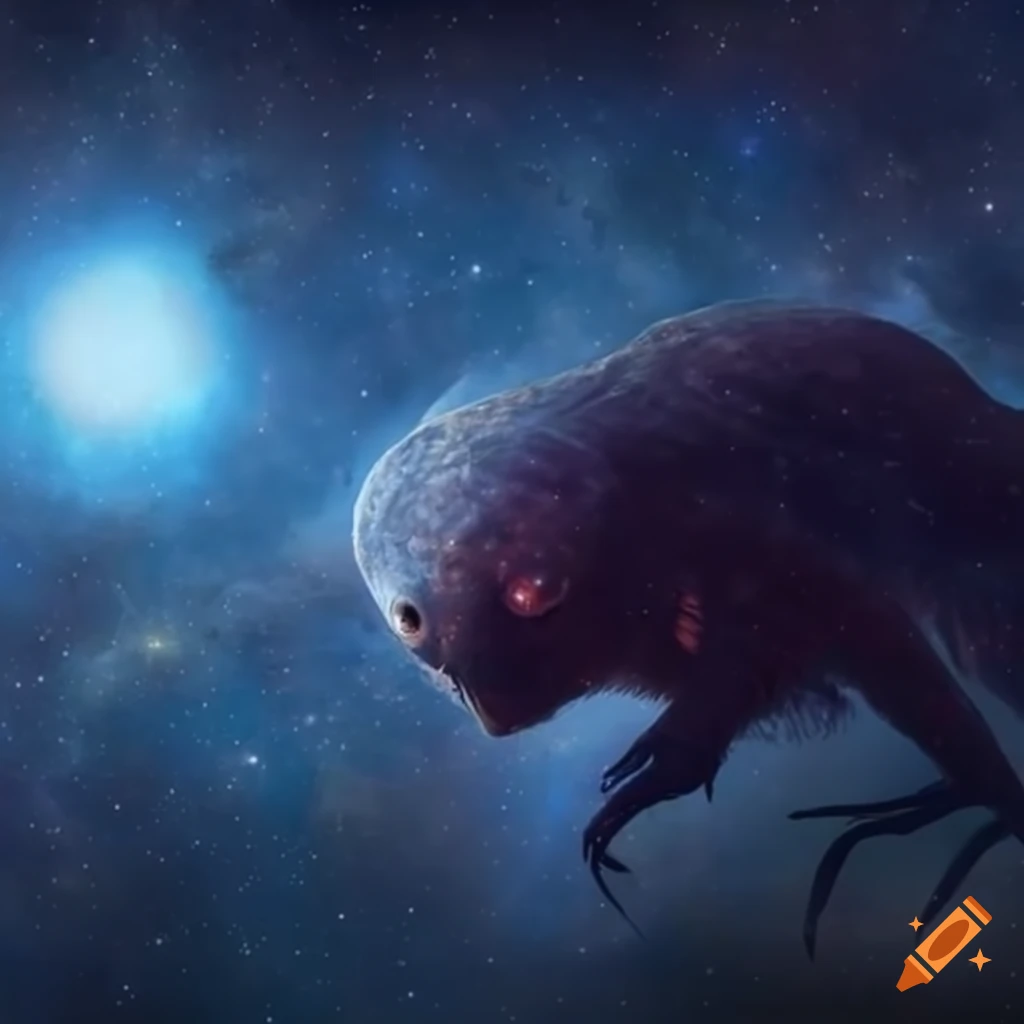 Mysterious creature gazing at star-filled galaxy on Craiyon