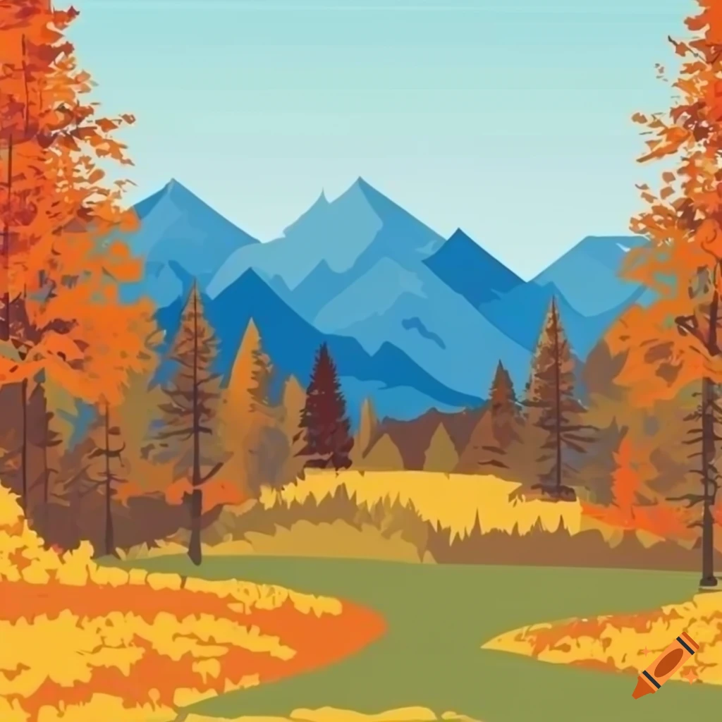 Vector art of a colorful autumn forest on Craiyon
