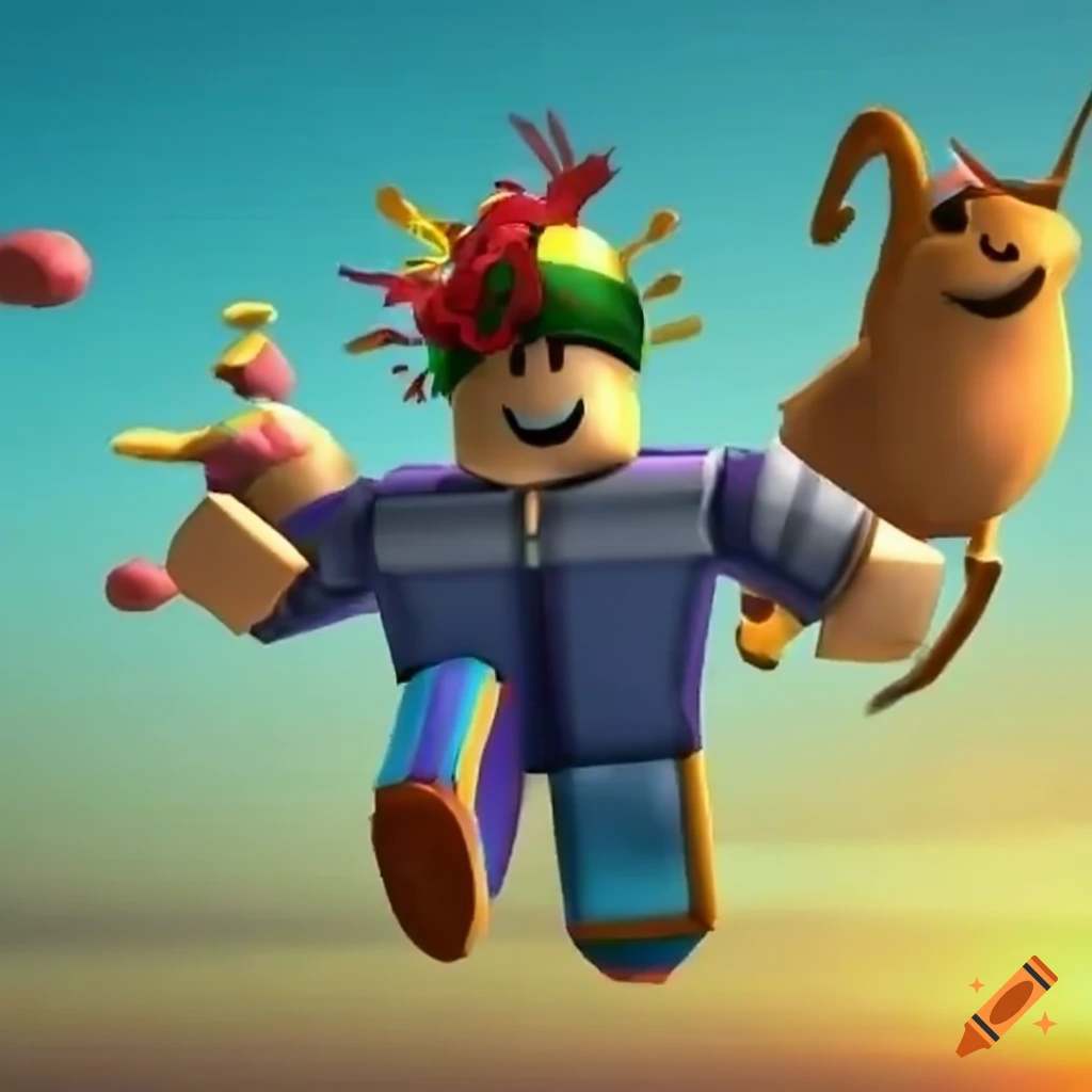 Funny roblox character jumping and completing obstacle course on Craiyon