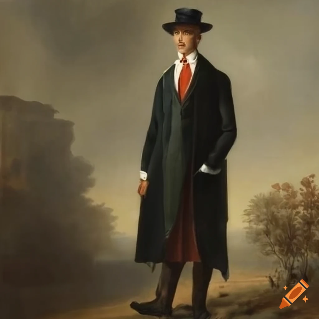 Oil painting of a dignified gentleman standing on Craiyon