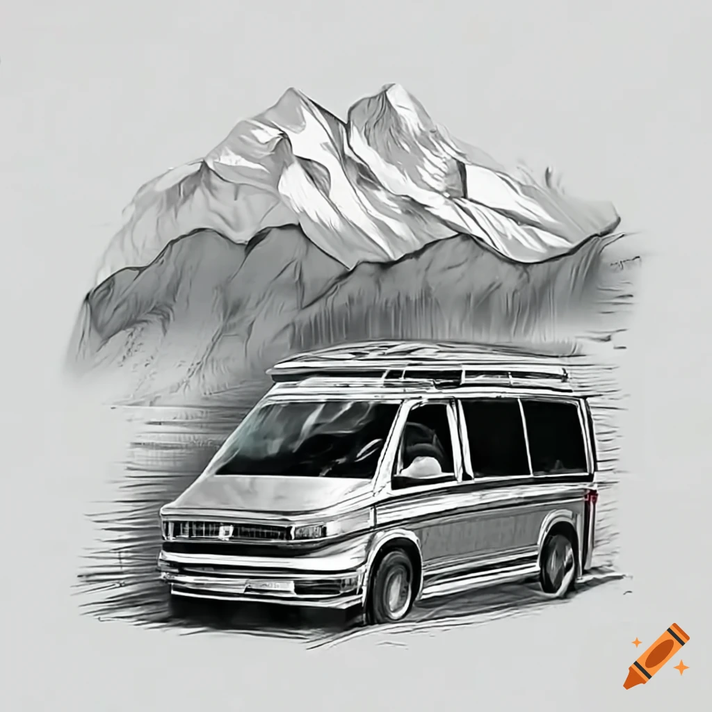 Vw transporter t6 campervan by the sea on Craiyon