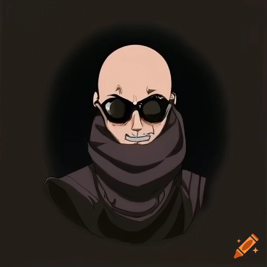 Anime avatar of a bald man with a beard on Craiyon