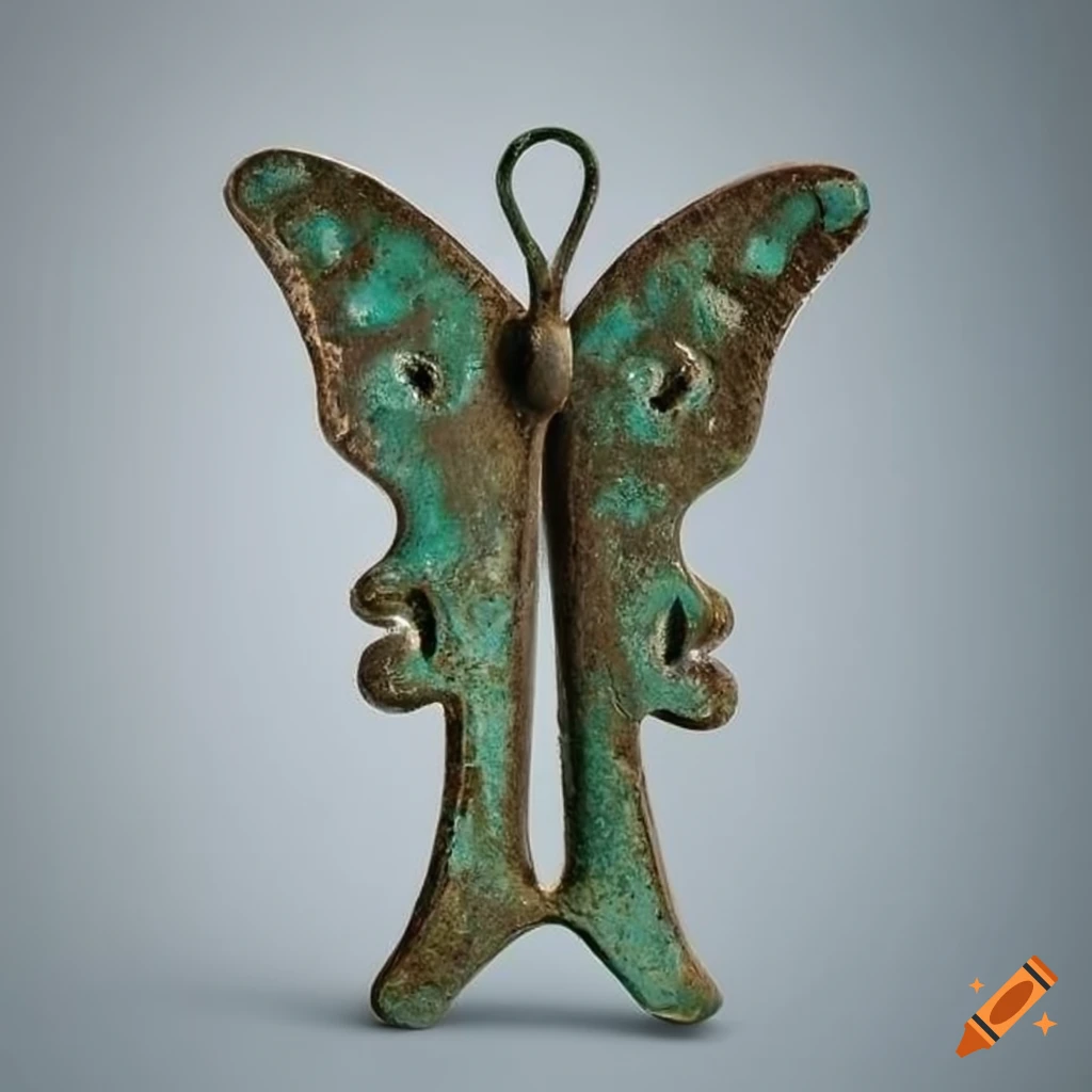 Corroded bronze butterfly axe weapon on Craiyon