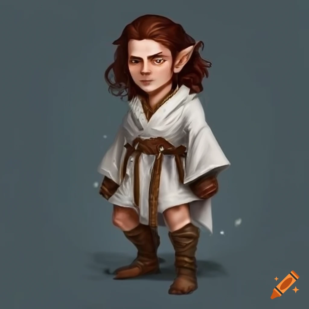 Smiling halfling holding celery on Craiyon