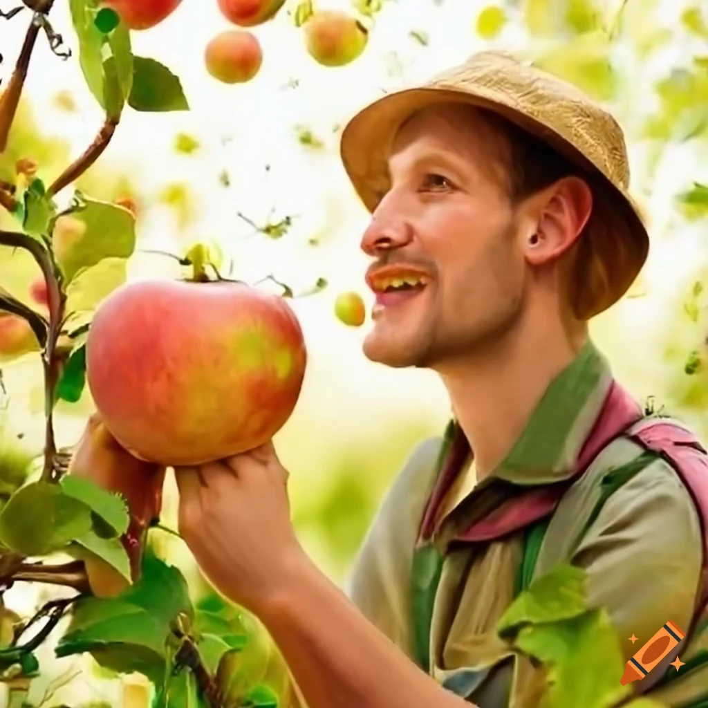 Man eating an apple on Craiyon