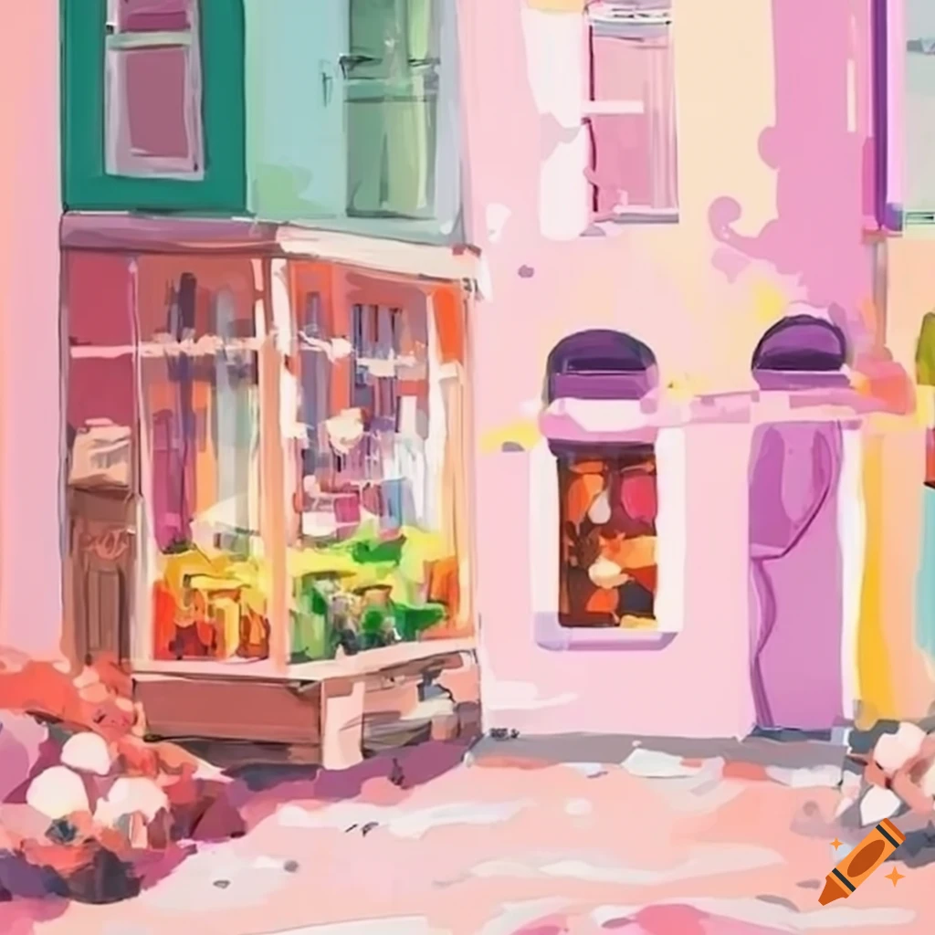 Pastel drawing of a store in Amsterdam on Craiyon