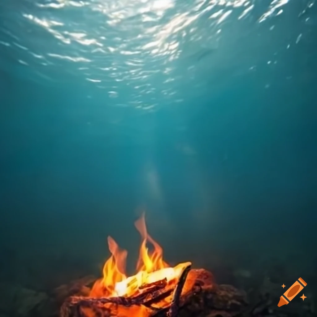 Image of a campfire underwater on Craiyon