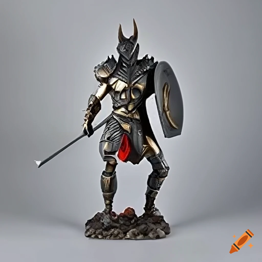 Dark fantasy knight stone statue in heavy armor on Craiyon