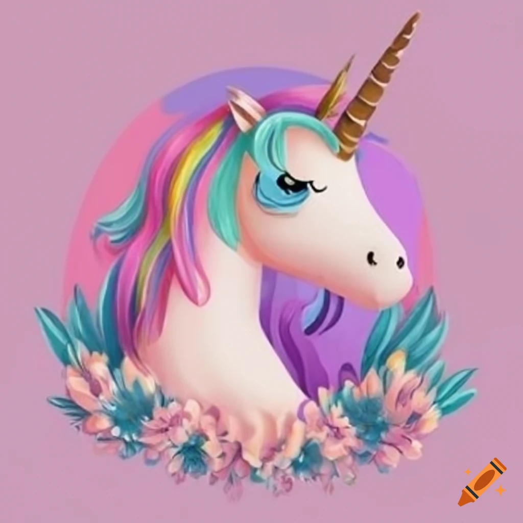 Frame with a unicorn and flowers for kids on Craiyon