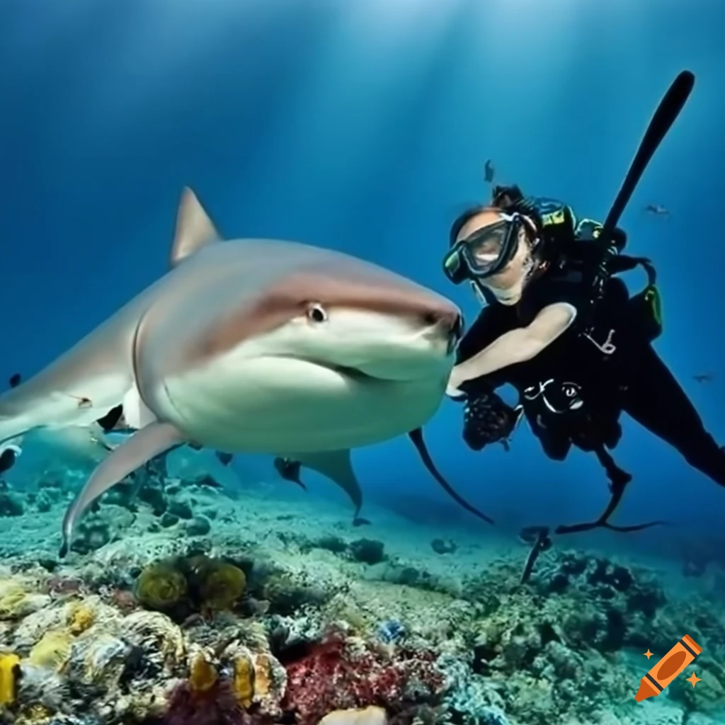Colorful sharks during scuba diving on Craiyon