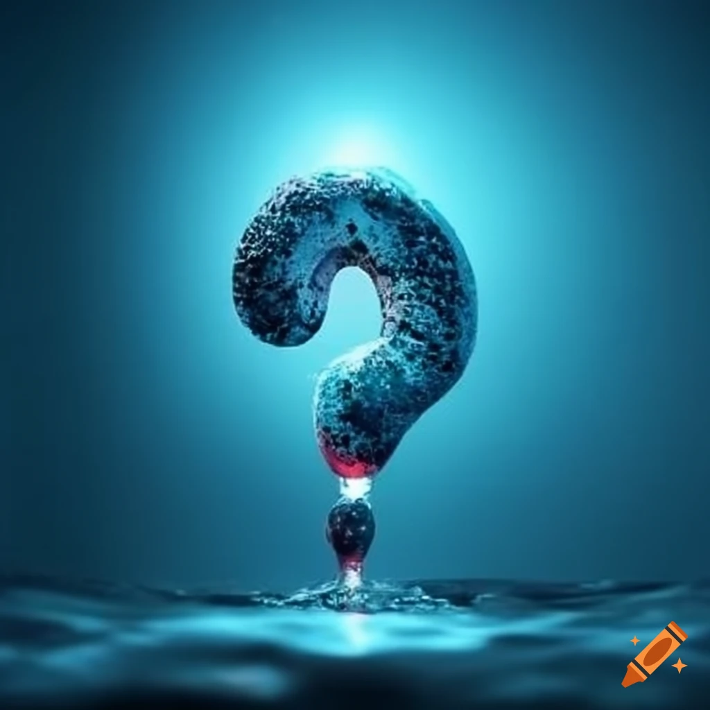 Abstract water artwork in shape of a question mark on Craiyon
