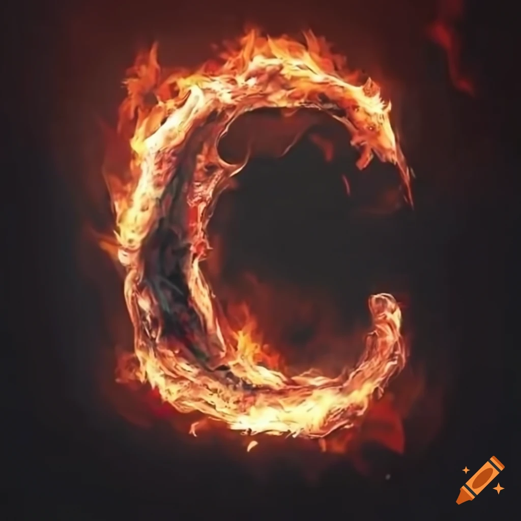 Fiery letter u with a cartoon style on Craiyon