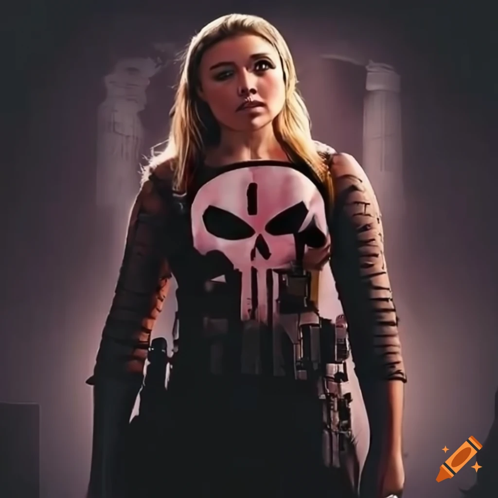 Florence Pugh and The Punisher characters in an awesome fusion on Craiyon