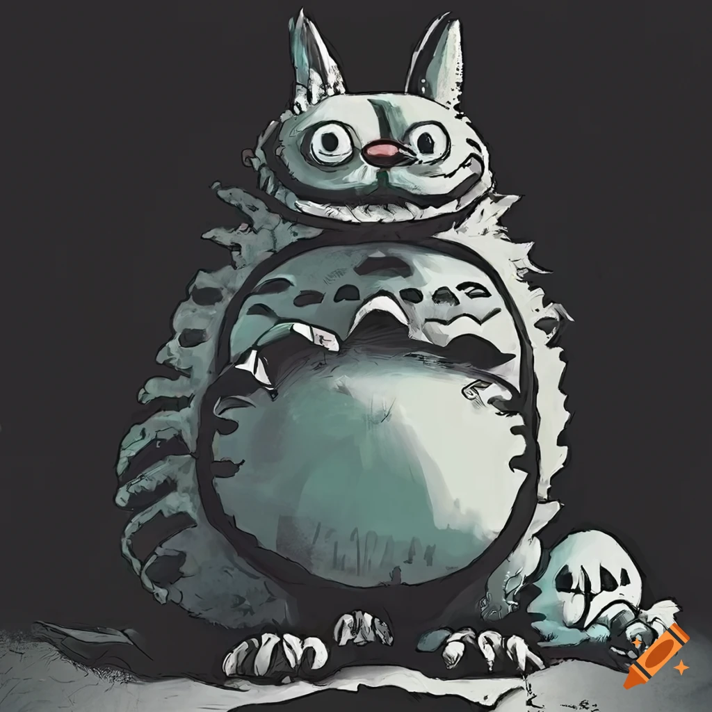 Noir graphic novel artwork featuring blade runner, godzilla, totoro ...