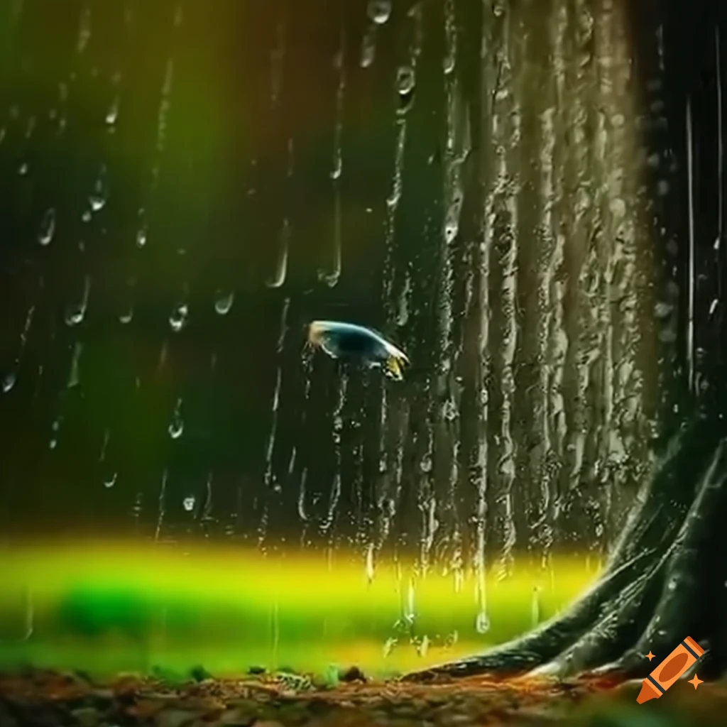 Eye-catching YouTube thumbnail for rain study sound video on Craiyon