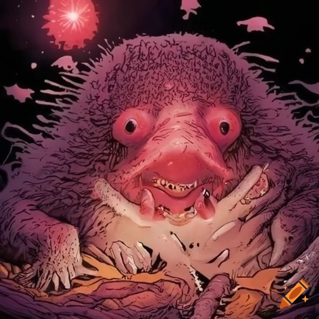 Graphic novel cover featuring a menacing star-nosed mole on Craiyon