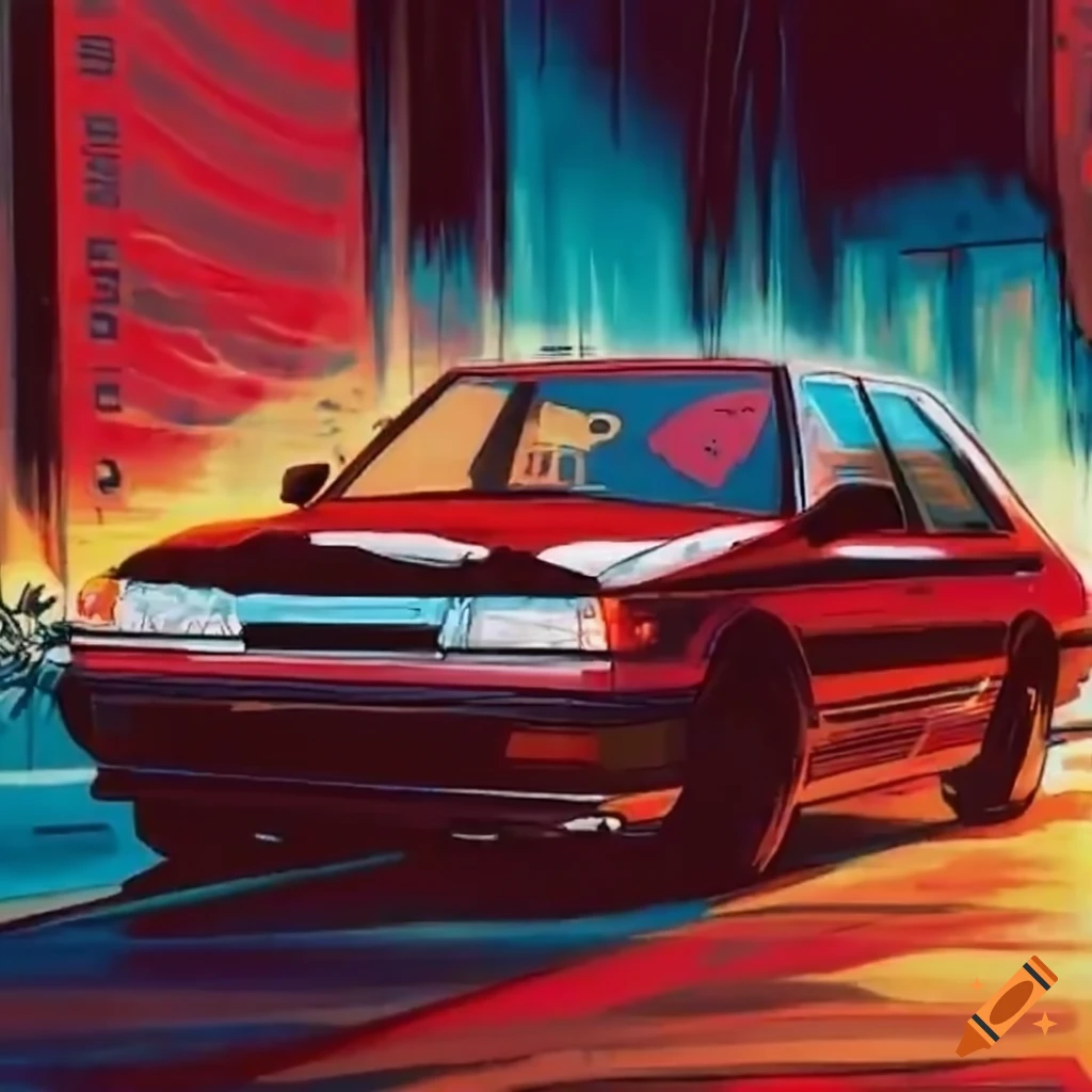 Retro Japanese animation of a 1988 Toyota Camry on Craiyon