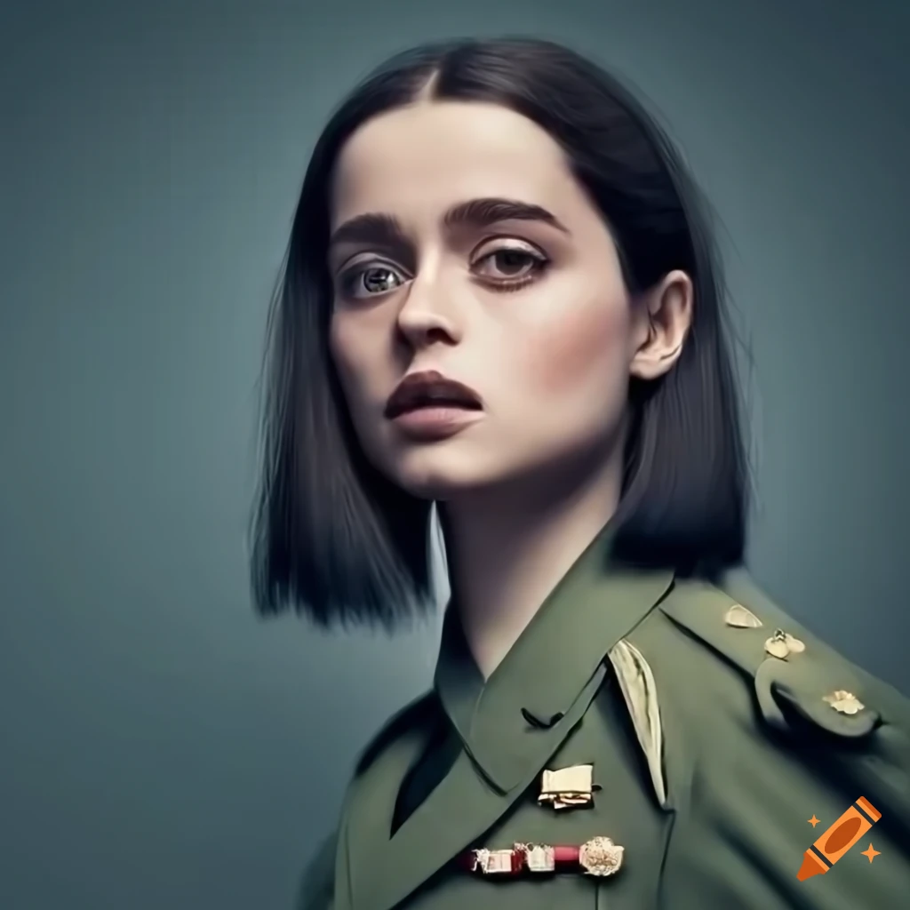 Portrait of a young woman in military officer uniform on Craiyon