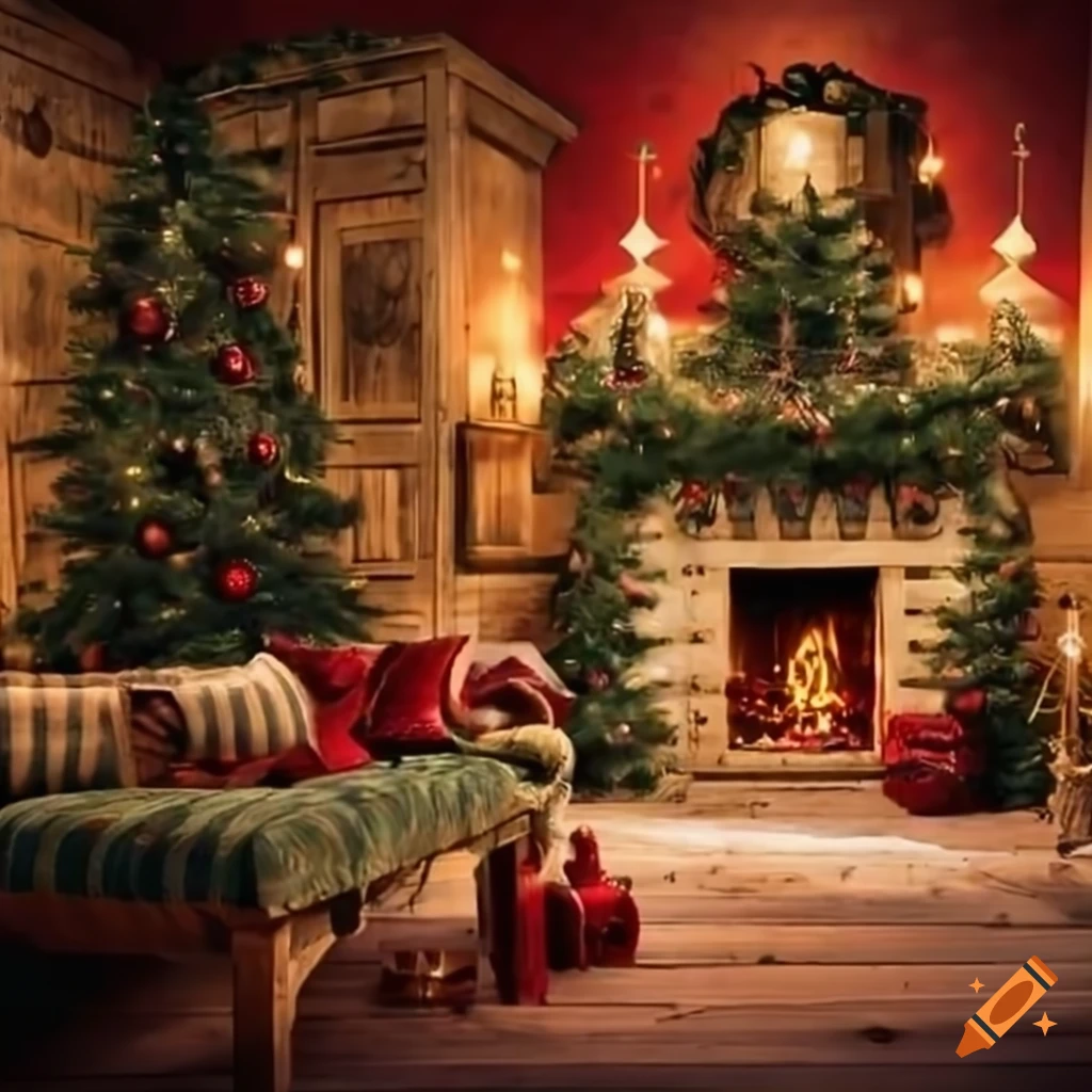 Festive Christmas decorations in a cozy room on Craiyon