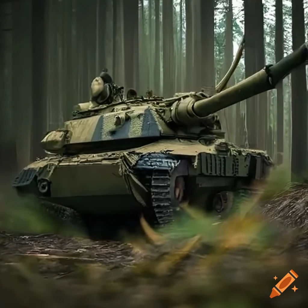 Modern tank in a forest on Craiyon