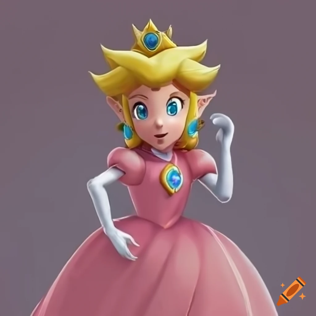 Princess peach and link in a palace setting on Craiyon