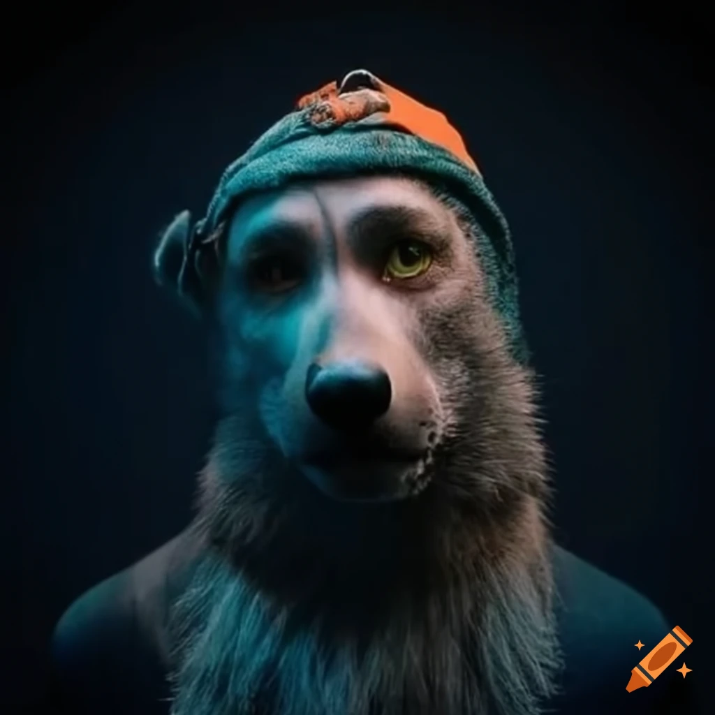 Aesop rock wearing a wolf's head
