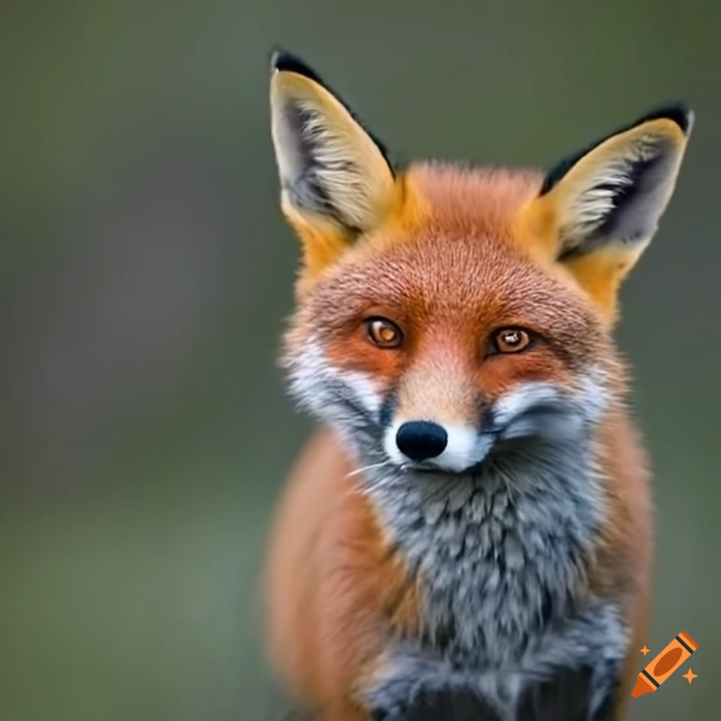 Melanistic fox in a beautiful natural setting with vibrant colors on ...