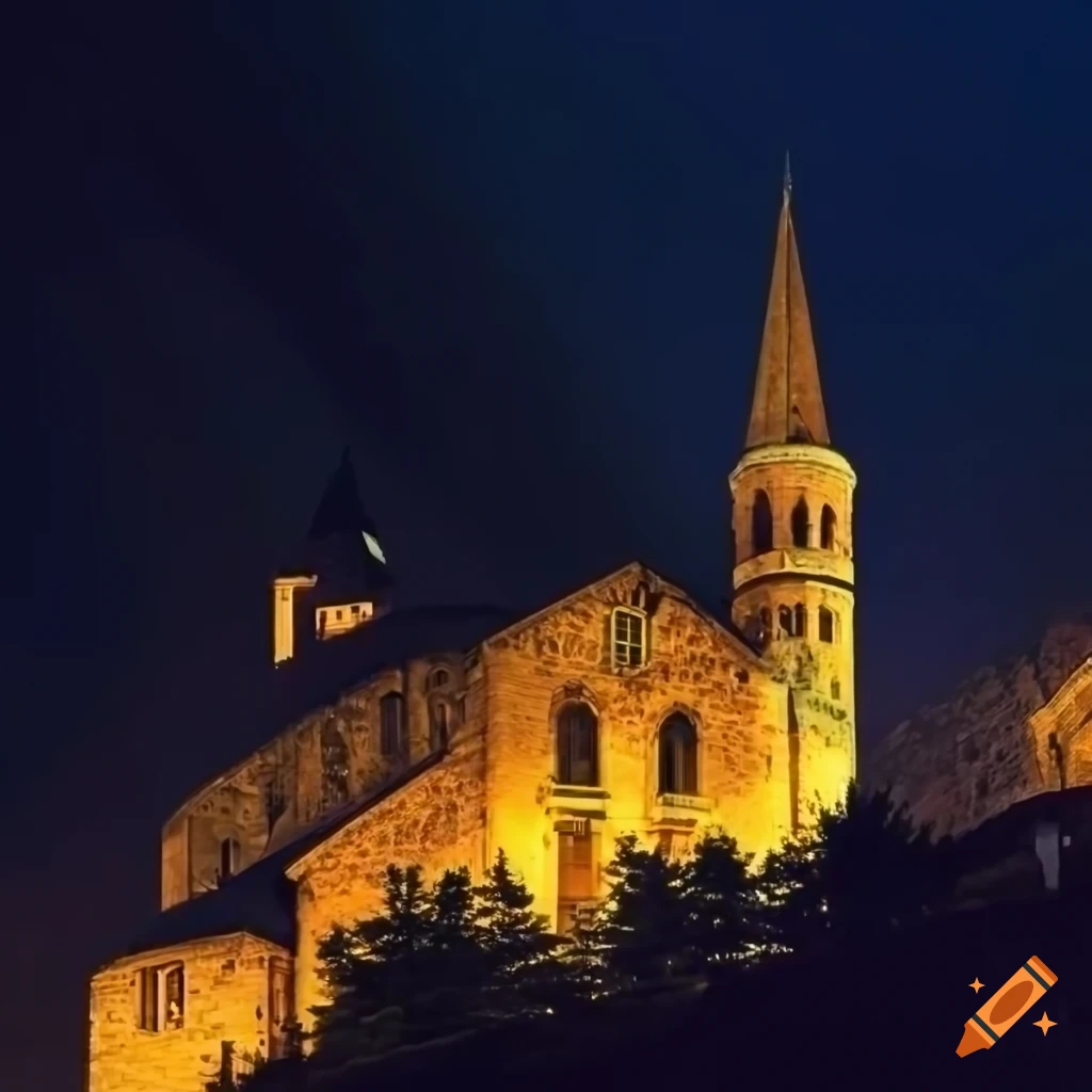 Medieval andorra at misty night
