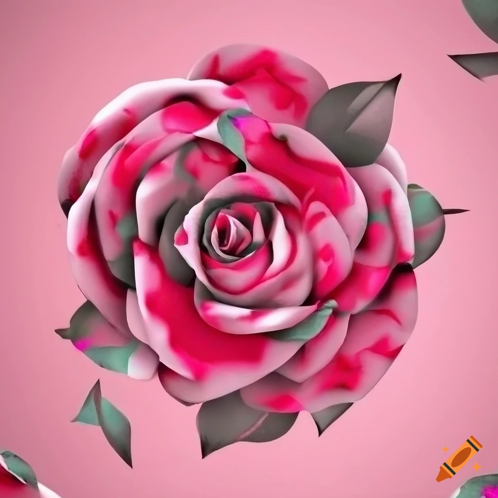 3d textured roses print pattern on Craiyon