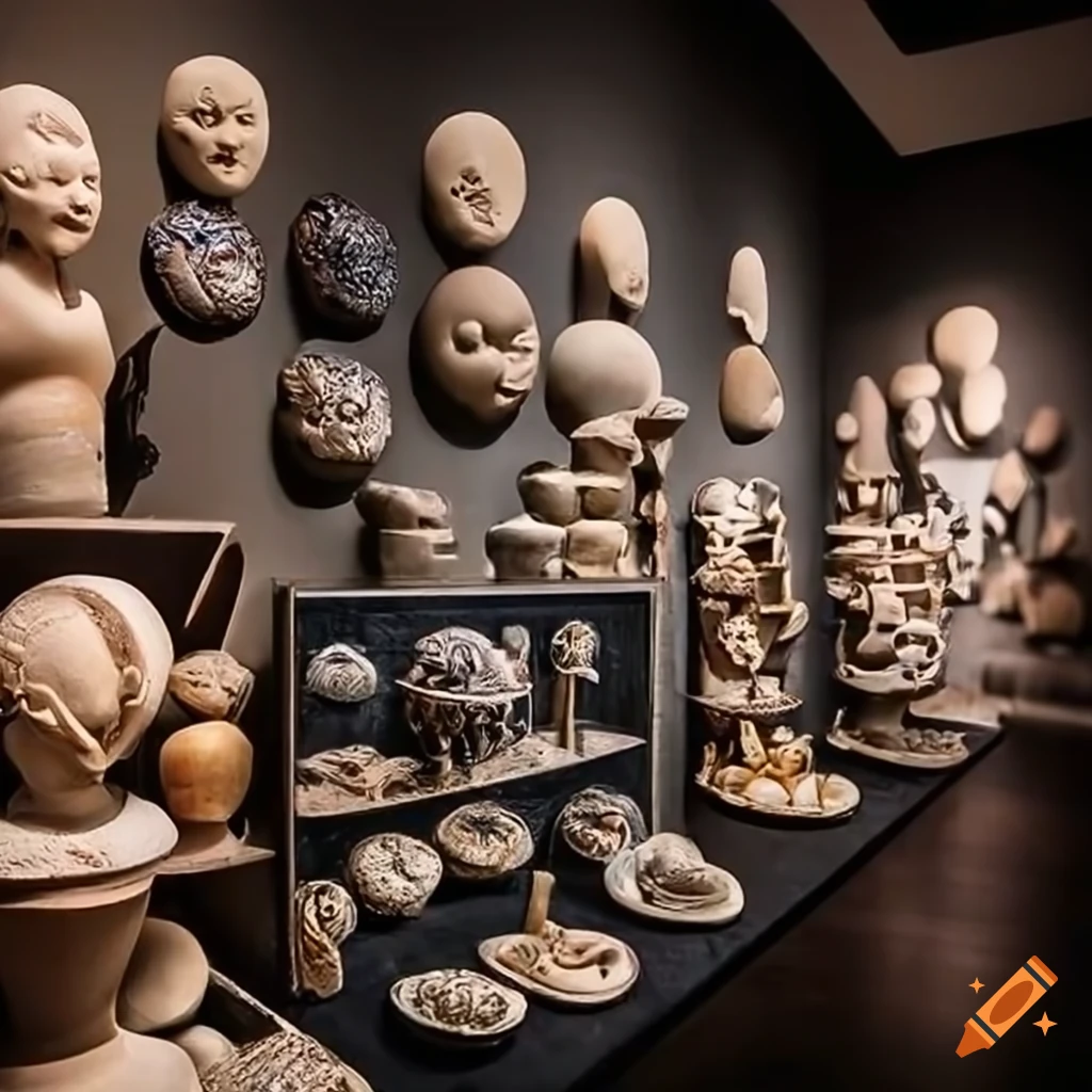 Vibrant art gallery with ceramic artworks on Craiyon