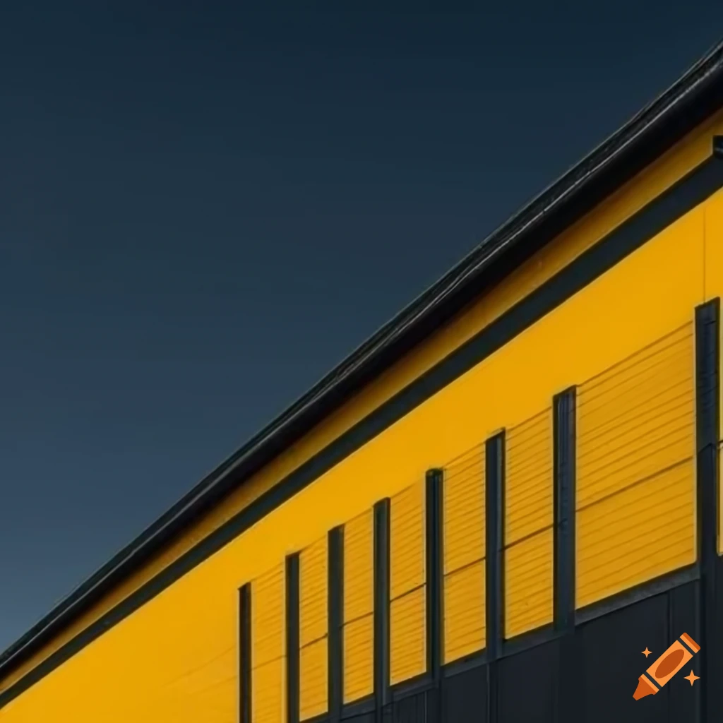 Dark yellow and gray modern warehouse exterior on Craiyon