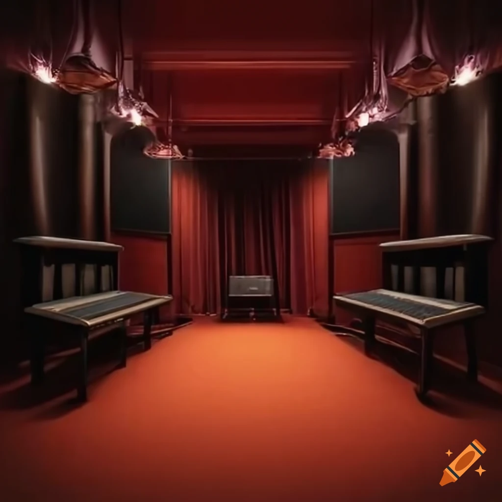 Neon-lit podcast room on Craiyon
