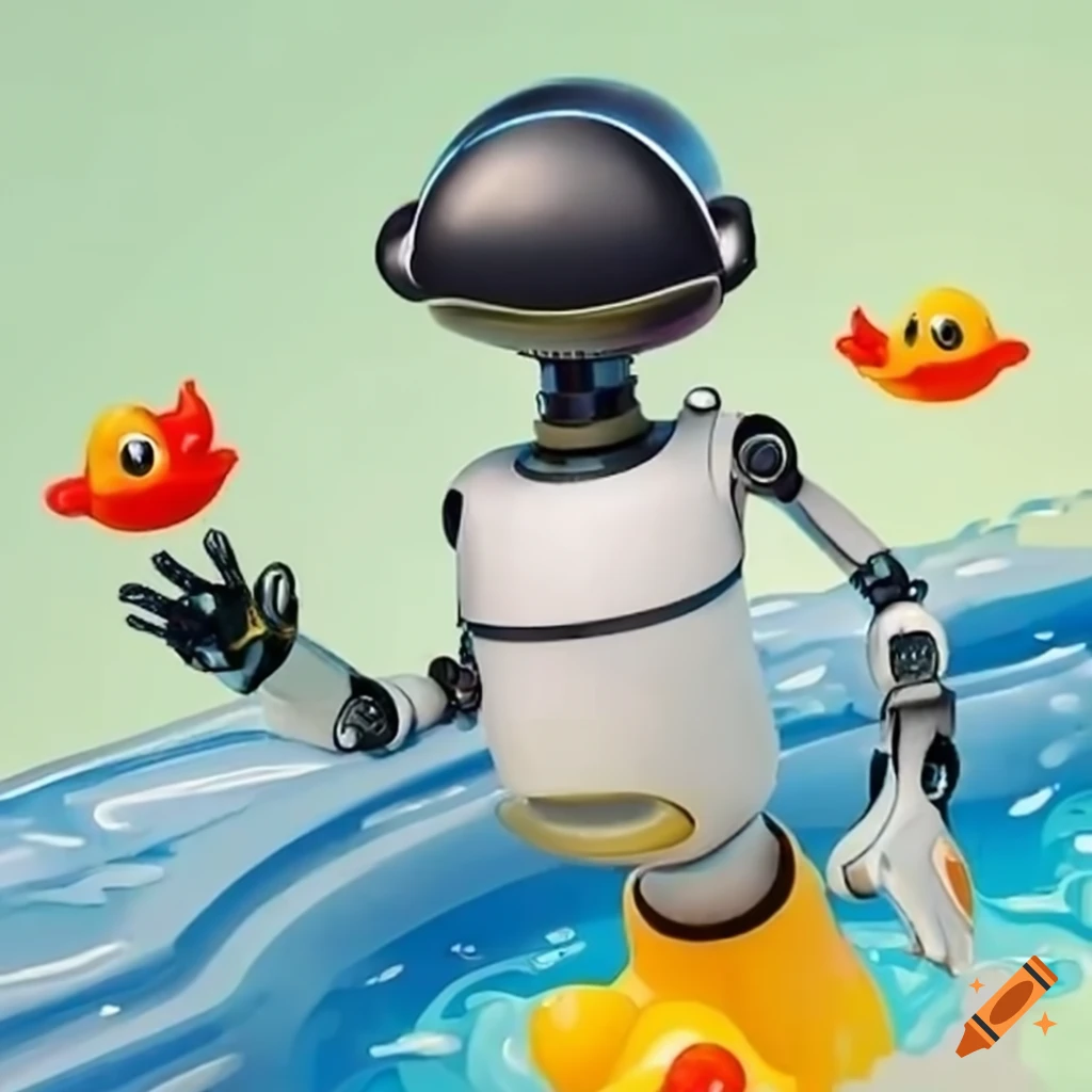 Robot duck character standing on Craiyon