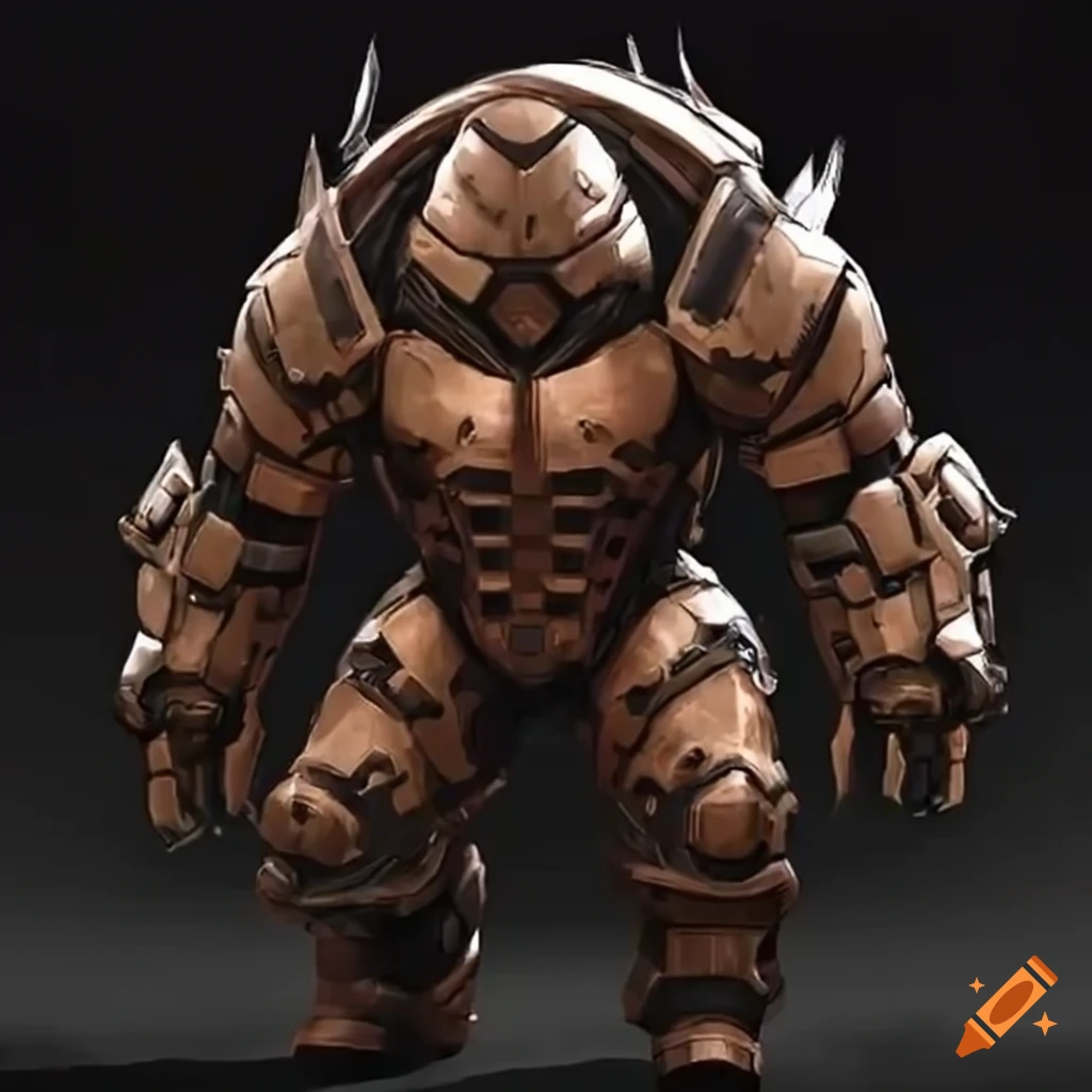 Full body power armor made of red crystals on Craiyon