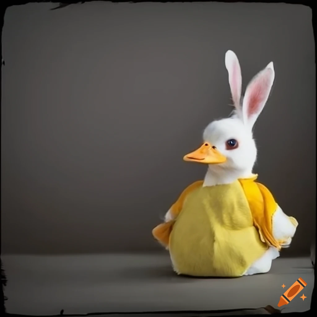 Rabbit wearing a duck costume on Craiyon
