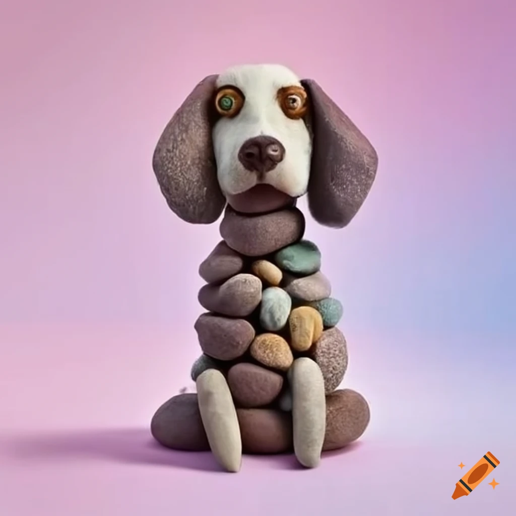 Pebble dog sculpture