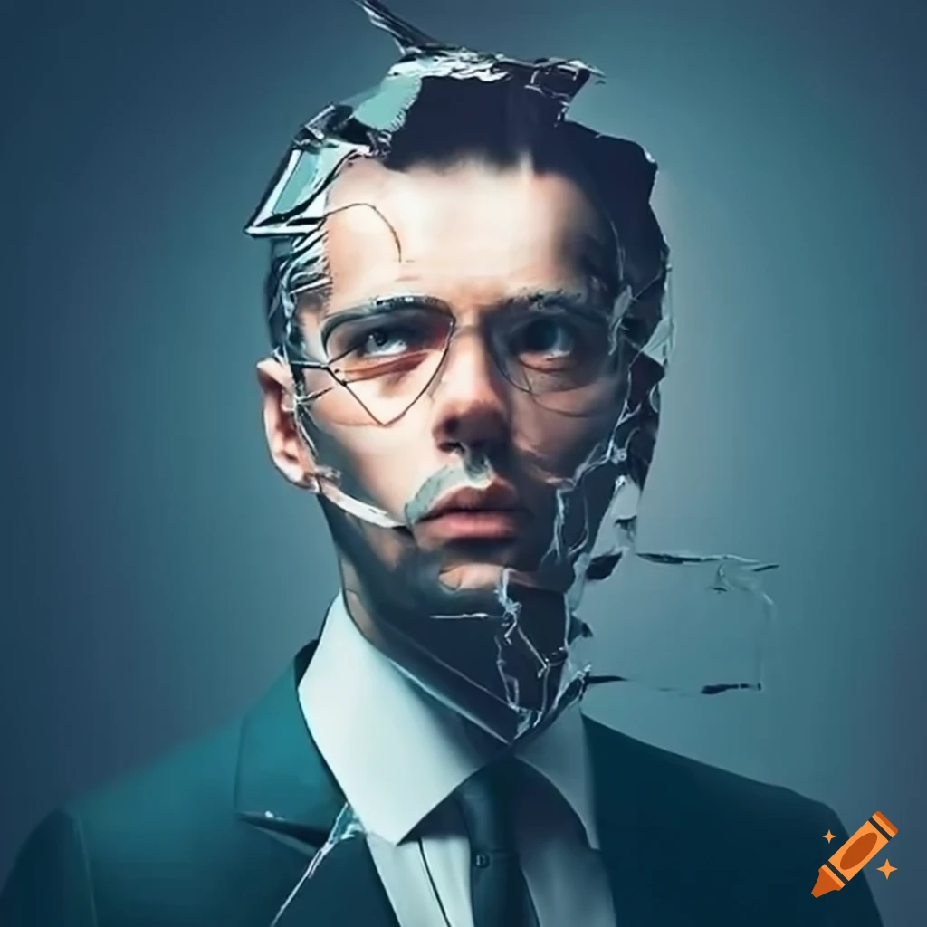 Man in suit sobbing in his office on Craiyon