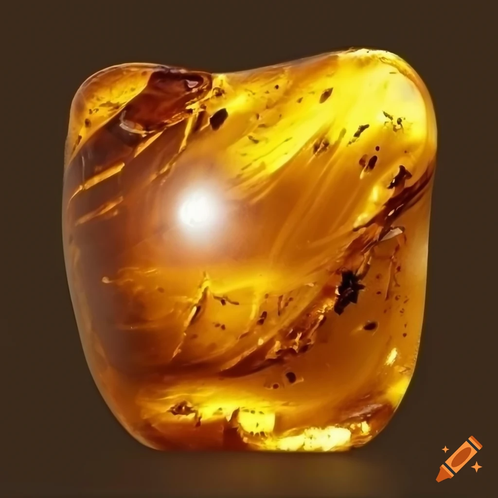 Backlit natural amber with impurities on Craiyon