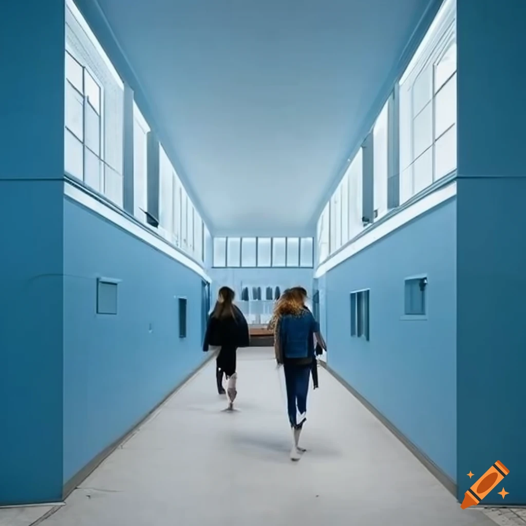 Sleek design of a futuristic high school on Craiyon