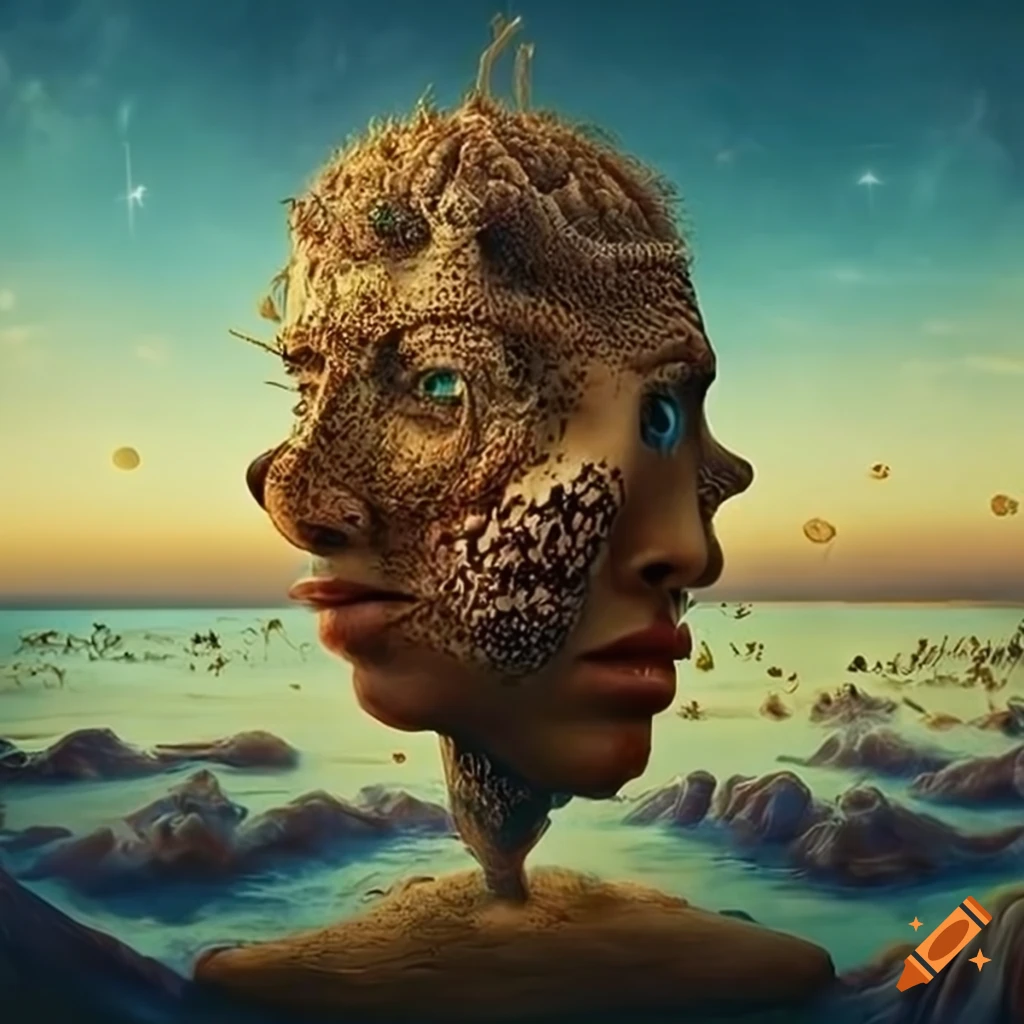 Surreal artwork showcasing the fourth world concept on Craiyon