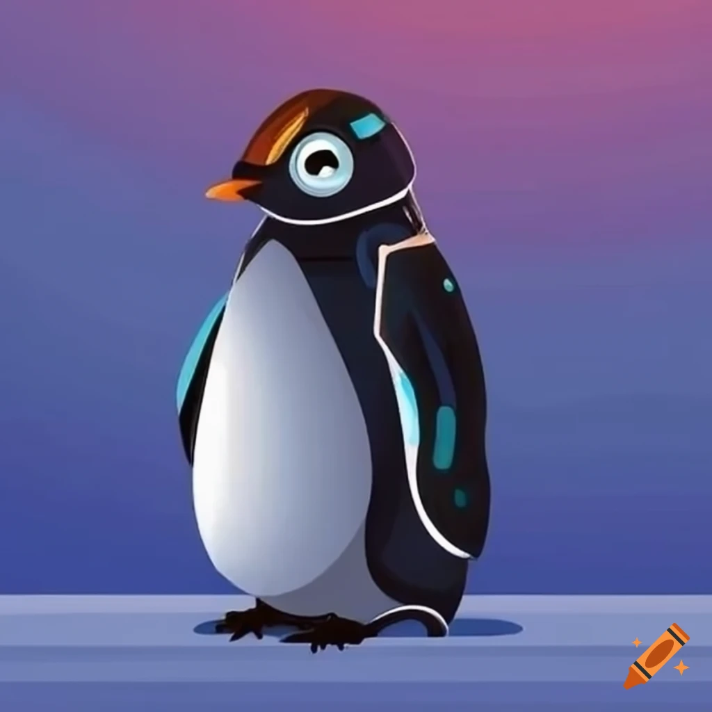 Image of a futuristic penguin with bionic wing on Craiyon