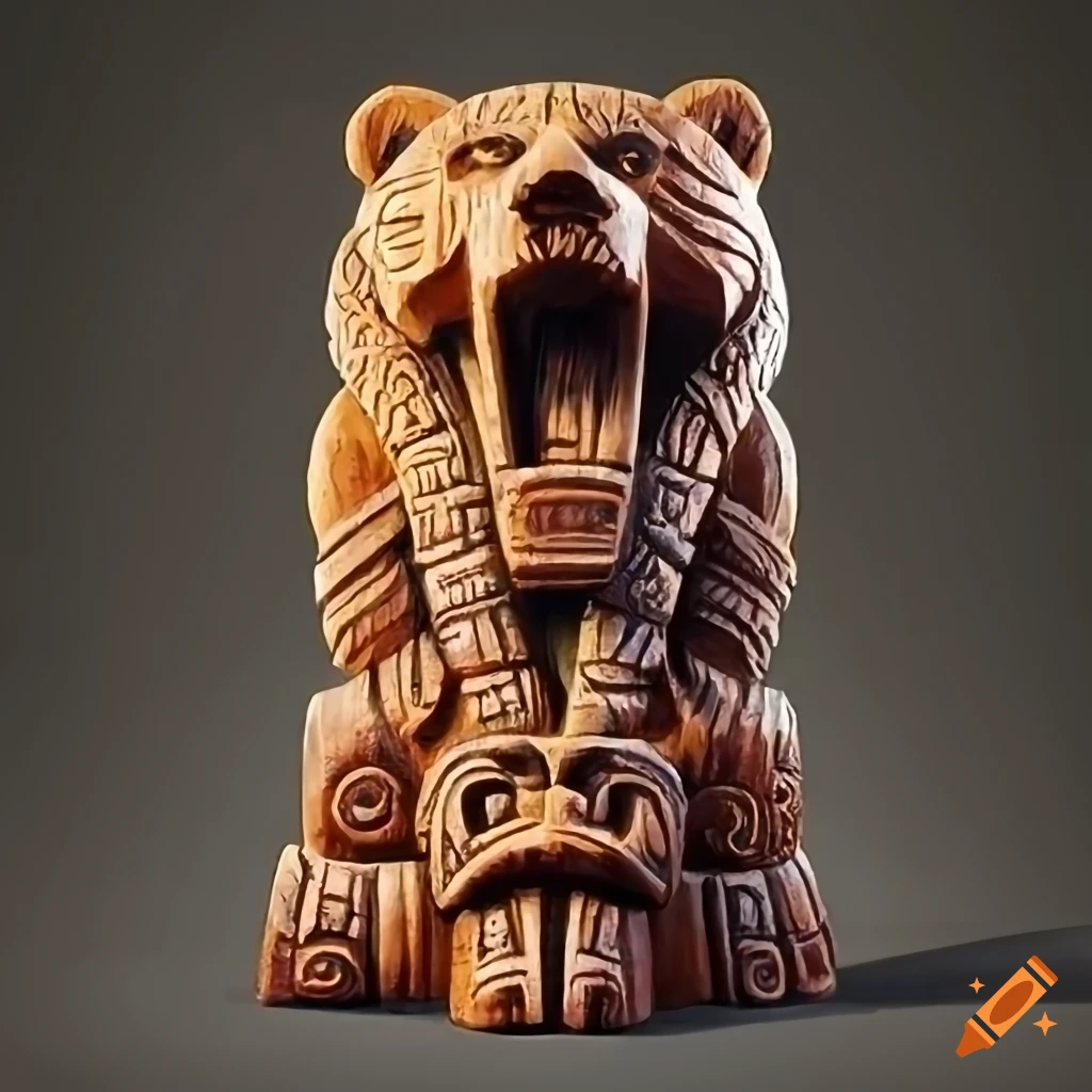 Aztec carving of a bear on Craiyon