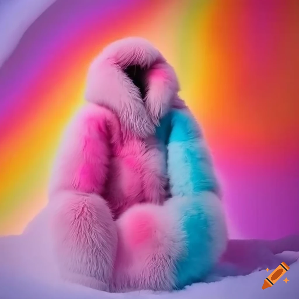 Fluffy rainbow snow suit