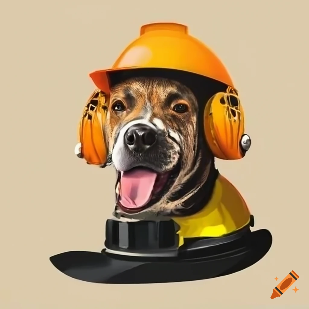 Adorable weiner dog in a construction hat and tool belt on Craiyon
